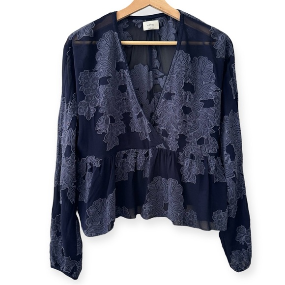 Wilfred | Tops | Wilfred Aritzia Augustine Floral Embroidered Surplice ...